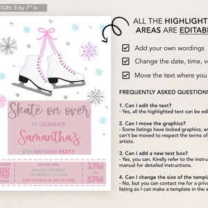 Ice Skating Birthday Invitation, EDITABLE Skate on Over Party Template ...