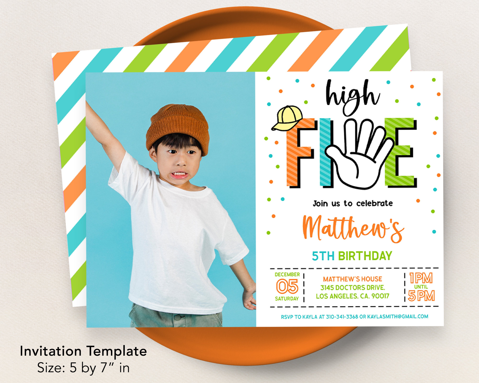 High Five Birthday Invitation With Photo Editable Hi Five - Etsy