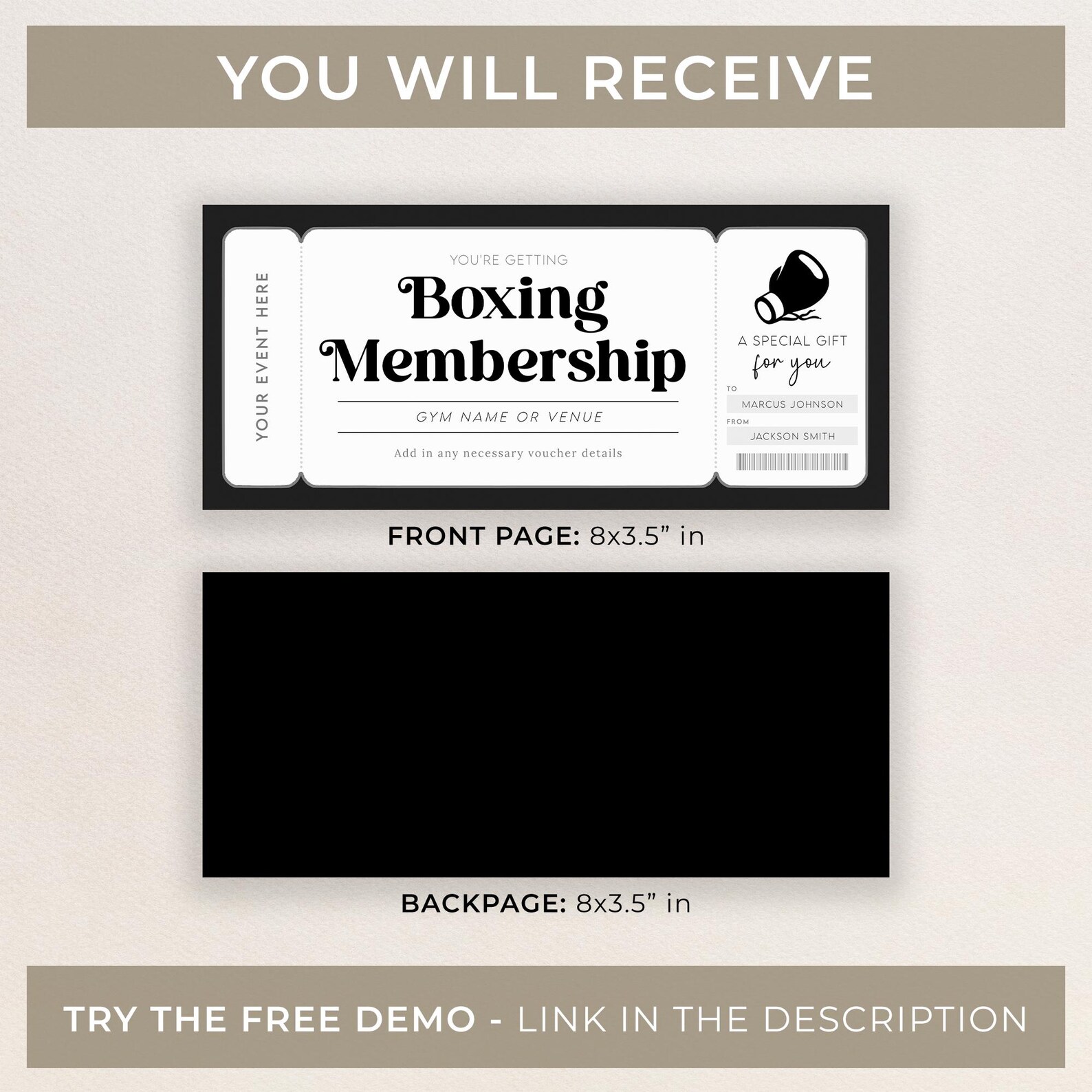 Boxing Membership Gift Voucher, Editable Boxing Lessons Certificate for ...