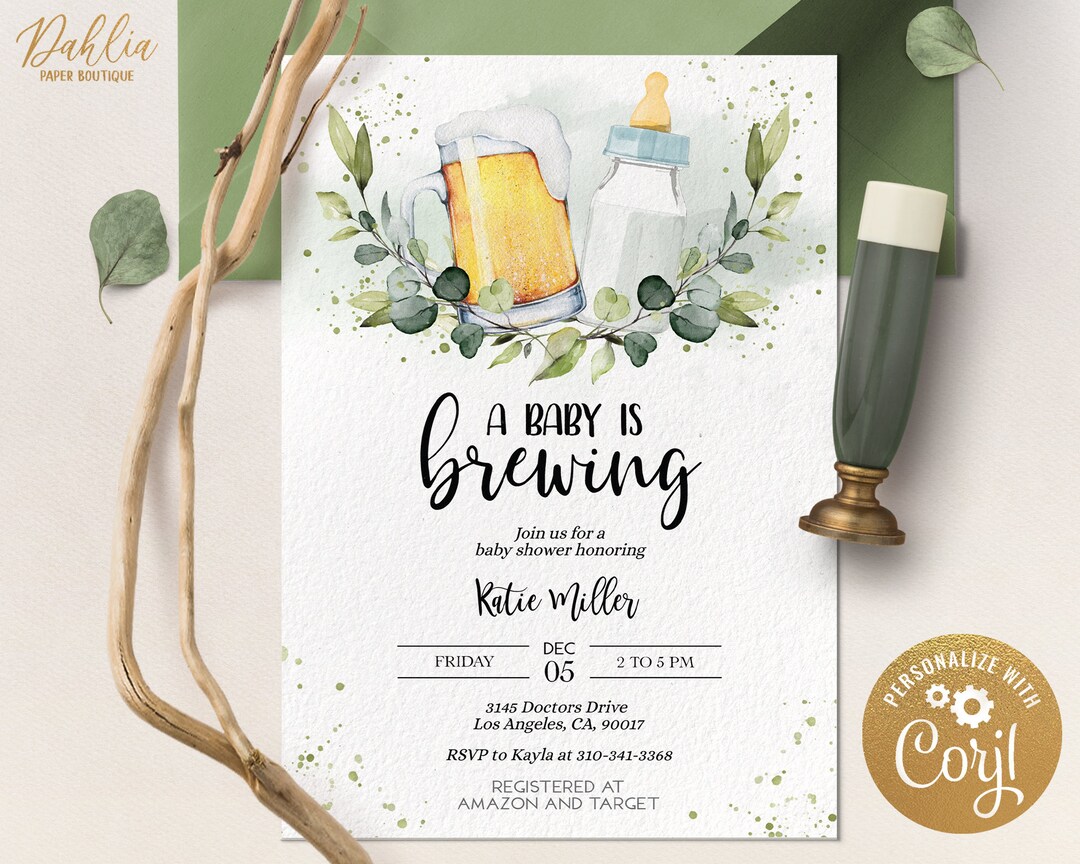 Baby is Brewing Baby Shower Invitation Template, Beer Baby Shower ...