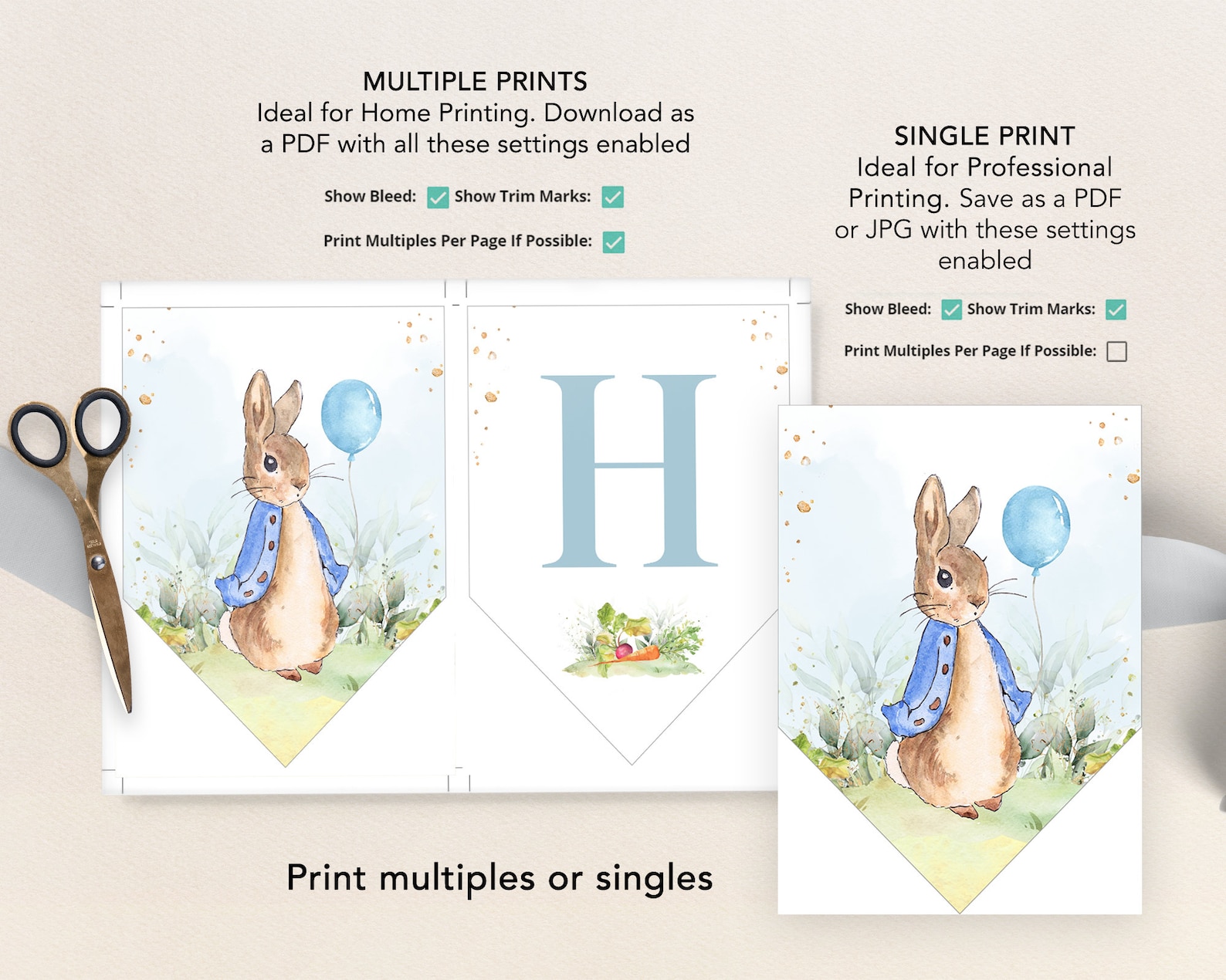 EDITABLE Peter Rabbit Happy Birthday Banner Flopsy Bunny - Etsy
