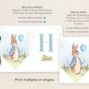 EDITABLE Peter Rabbit Happy Birthday Banner, Flopsy Bunny Birthday ...