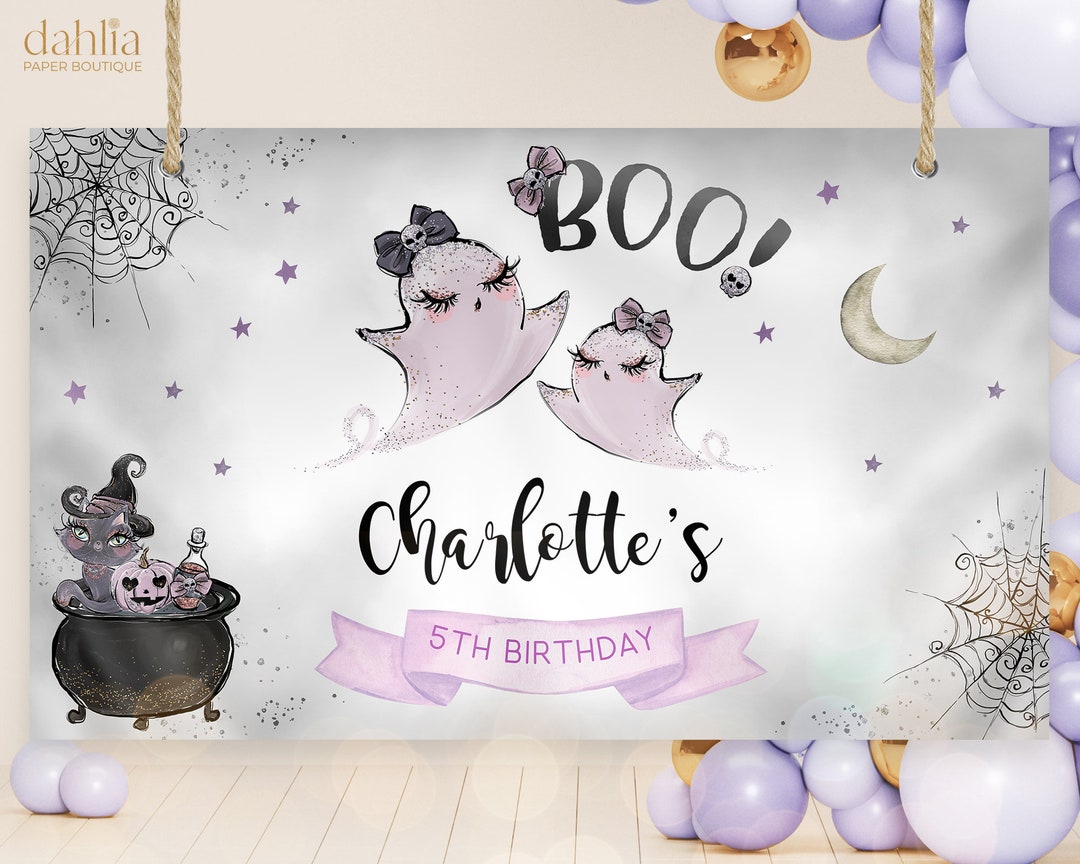Spooktacular Birthday Backdrop EDITABLE Kids Halloween Party - Etsy
