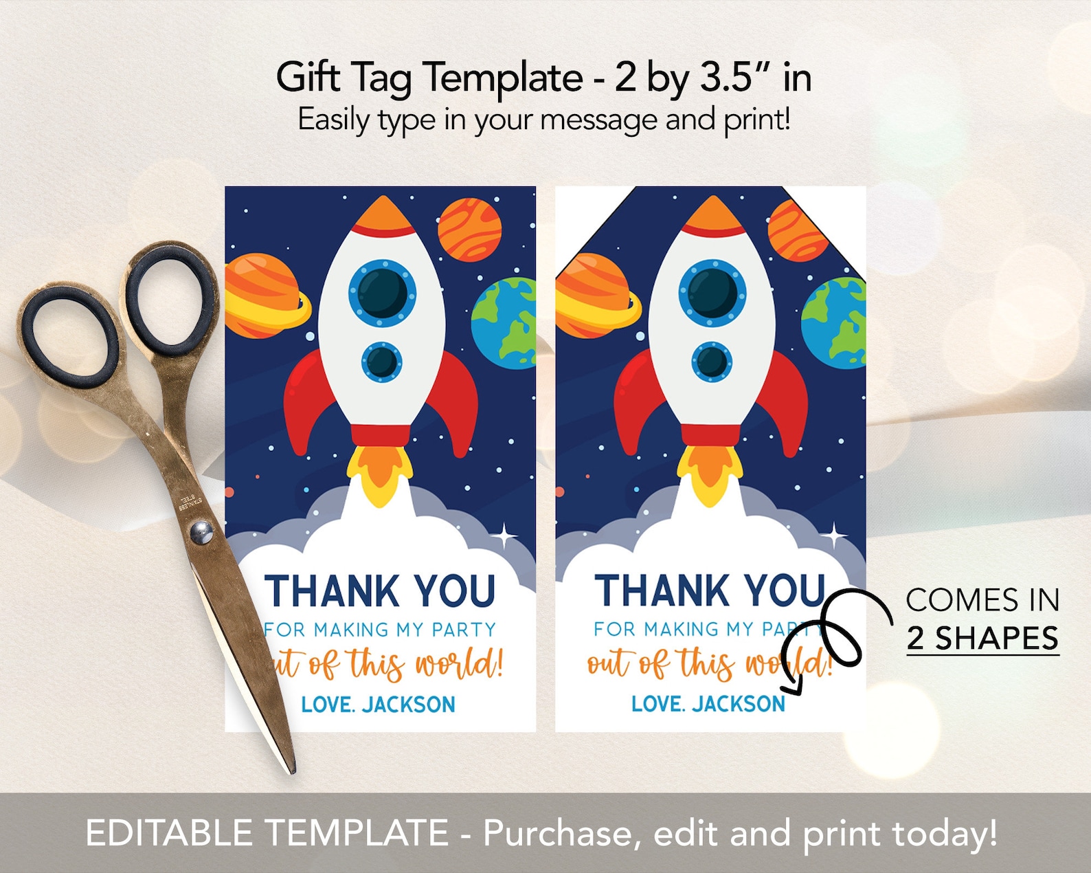 EDITABLE Space Birthday Thank You for Coming Gift Tag, Galaxy Party ...