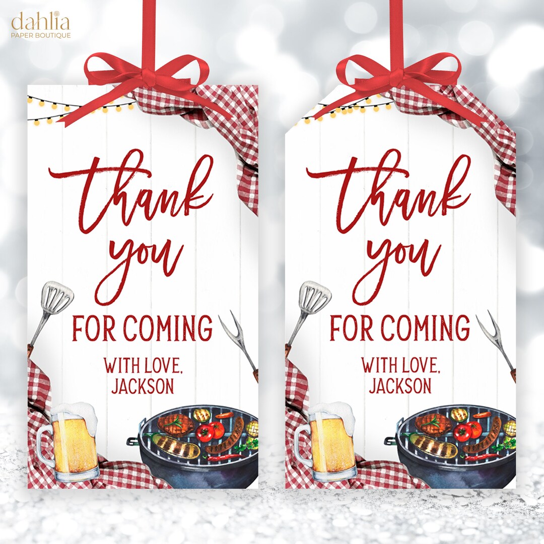Thank You for Coming Gift Tag, EDITABLE Red Gingham Backyard Party ...