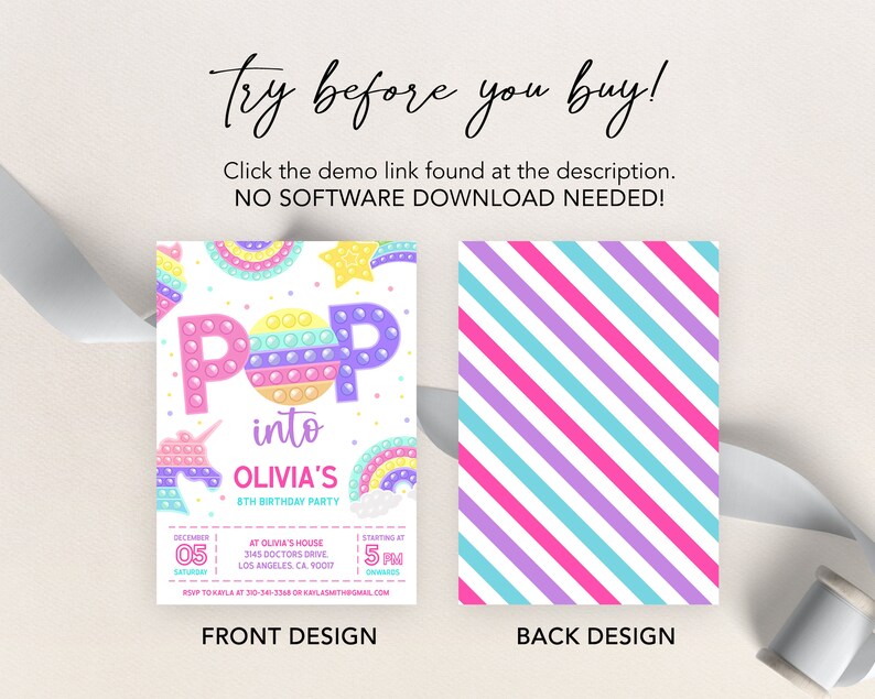 EDITABLE Pop It Birthday Invitation Pop It Party Invitation - Etsy