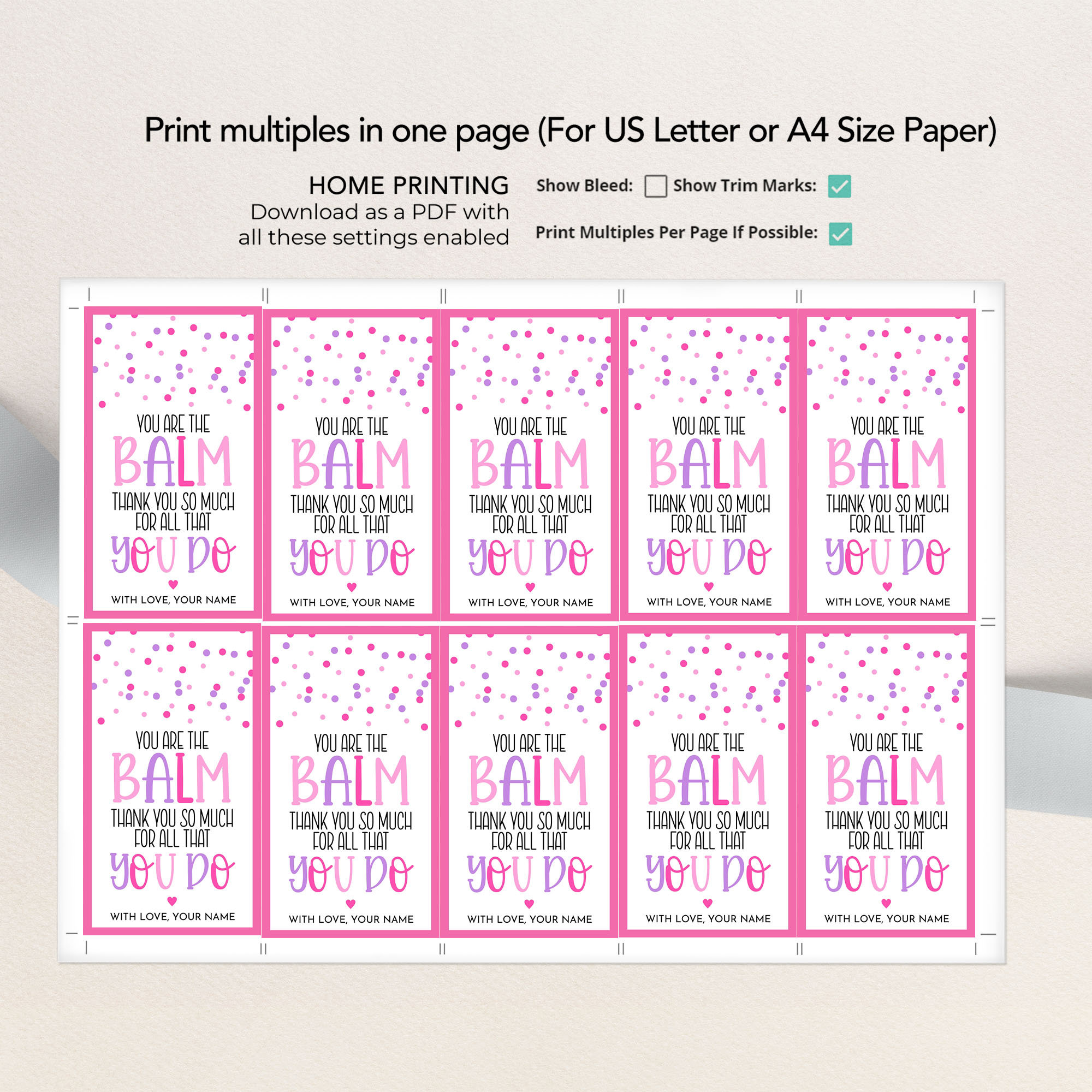 Editable You Are the Balm Tag, Lip Balm Thank You Appreciation Template ...