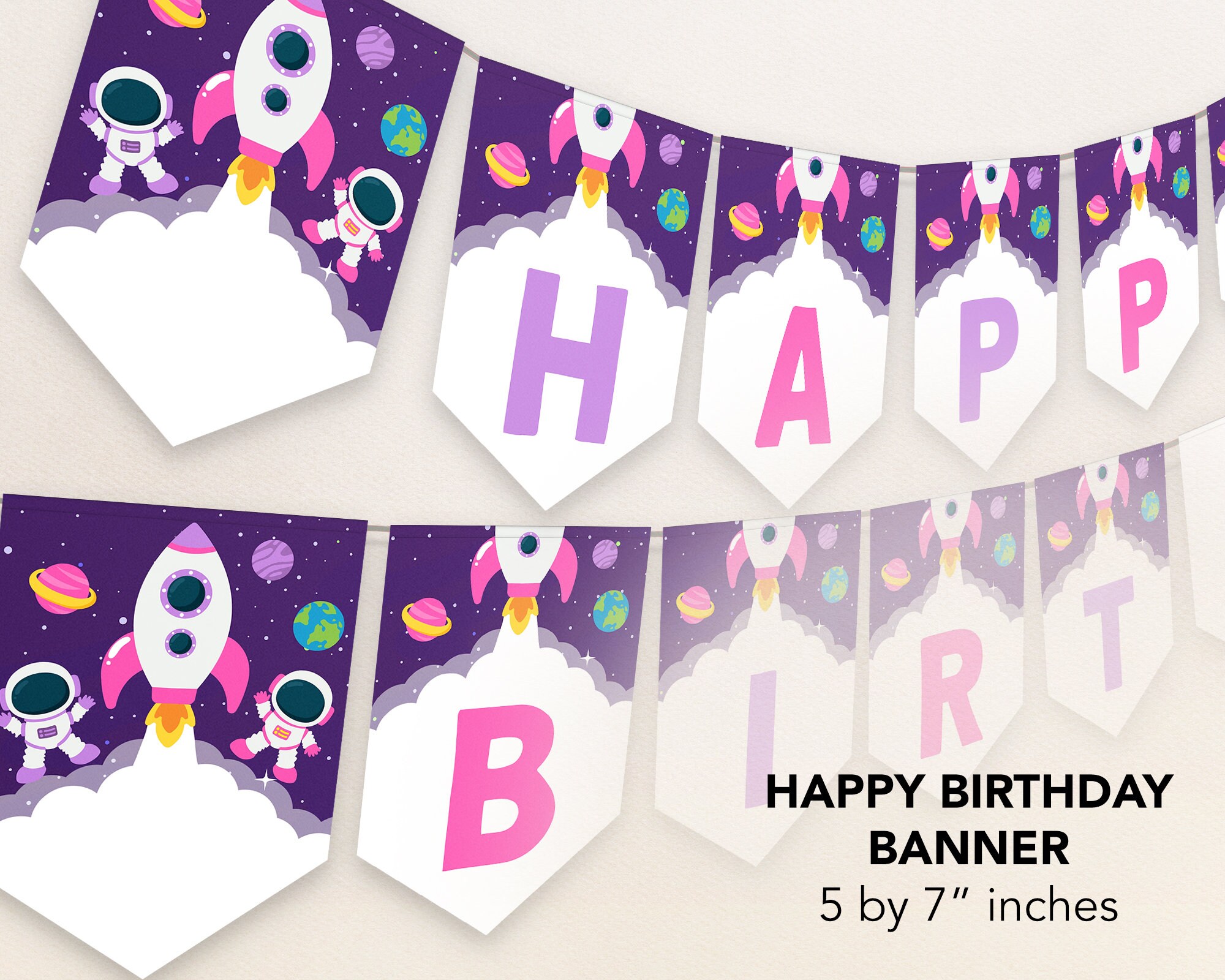 EDITABLE Space Happy Birthday Banner Galaxy Birthday Banner - Etsy ...