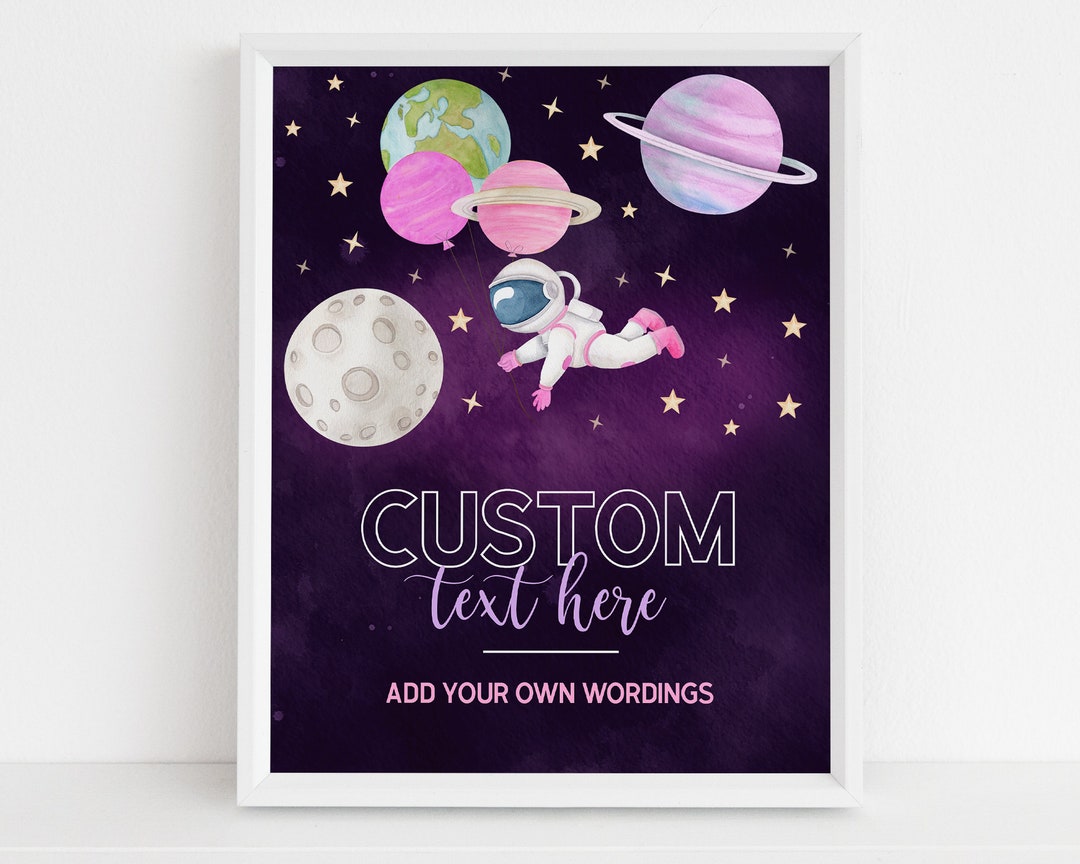 EDITABLE Space Birthday Custom Text Sign, Galaxy Planets Party Treats ...