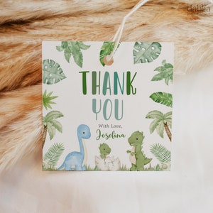Dinosaur Thank You for Coming Gift Tag, EDITABLE It's a Boy Dinosaur ...
