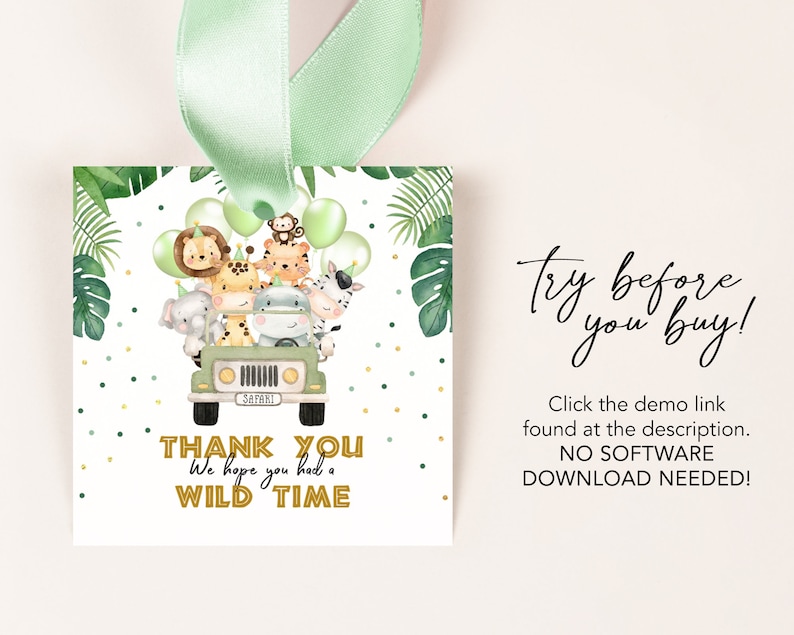 Wild One Birthday Thank You for Coming Gift Tag Safari - Etsy
