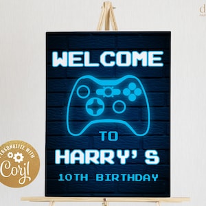 Video Game Birthday Welcome Sign, EDITABLE Gamer Party Decor, Boys ...