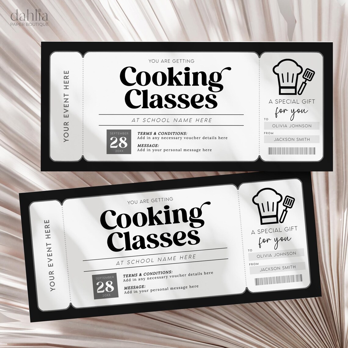 Cooking Class Gift Voucher, Editable Cooking Lesson Ticket Invitation ...