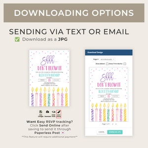 Candle Birthday Invitation, EDITABLE Surprise Party Invite Template ...