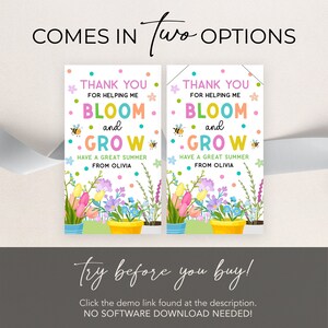 Editable Teacher Appreciation Tags, Thank You for Helping Me Bloom ...