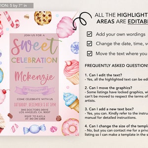 Sweet Celebration Invitation, EDITABLE Candy Land Party Invite, Sweets ...