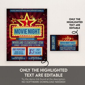 Editable Movie Night Fundraiser Flyer, Afterschool Movie Poster ...