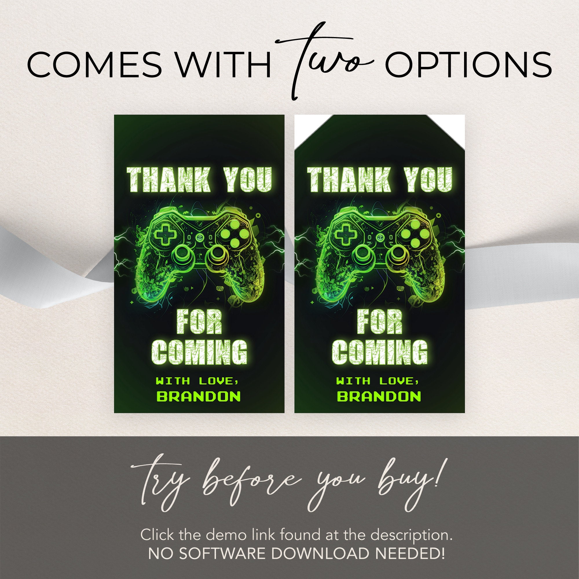 EDITABLE Video Game Birthday Gift Tag, Gamer Party Favor Template ...