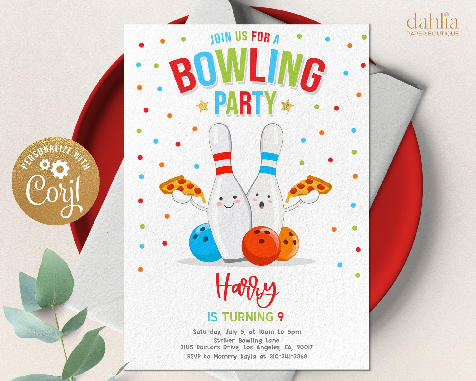 Bowling Birthday Party Invitation Templates