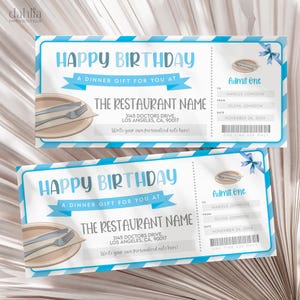 Restaurant Gift Voucher Template, Surprise Birthday Dinner Date Gift ...