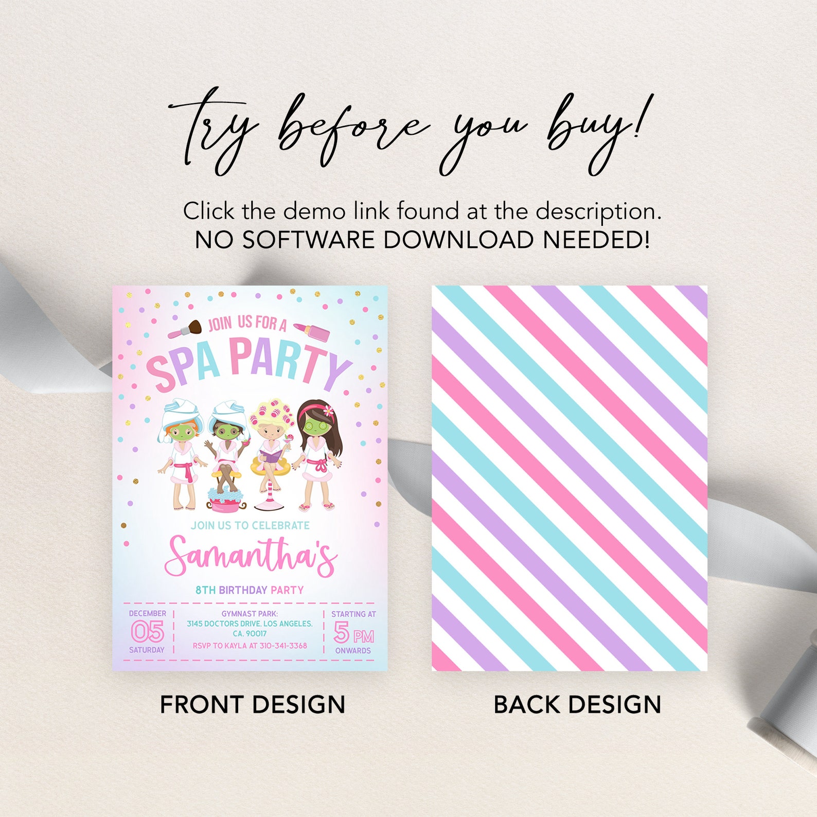 Join Us for A Spa Party Invitation, Editable Pamper Party Invite ...