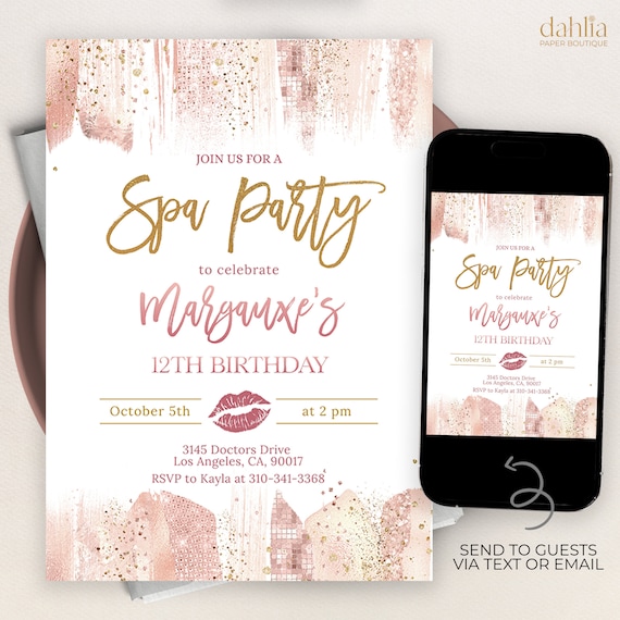 Spa Party Invitation Holiday
