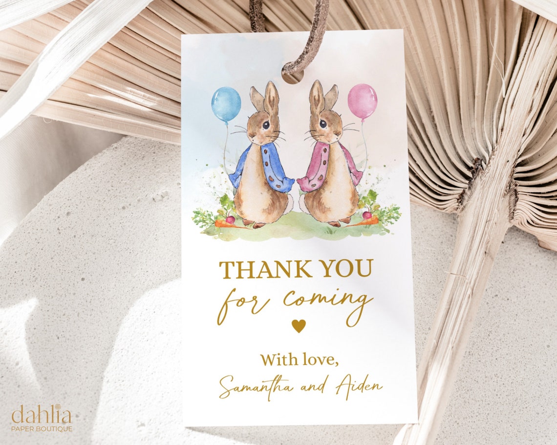 Peter Rabbit Gift Tag EDITABLE Thank You for Coming Favor - Etsy