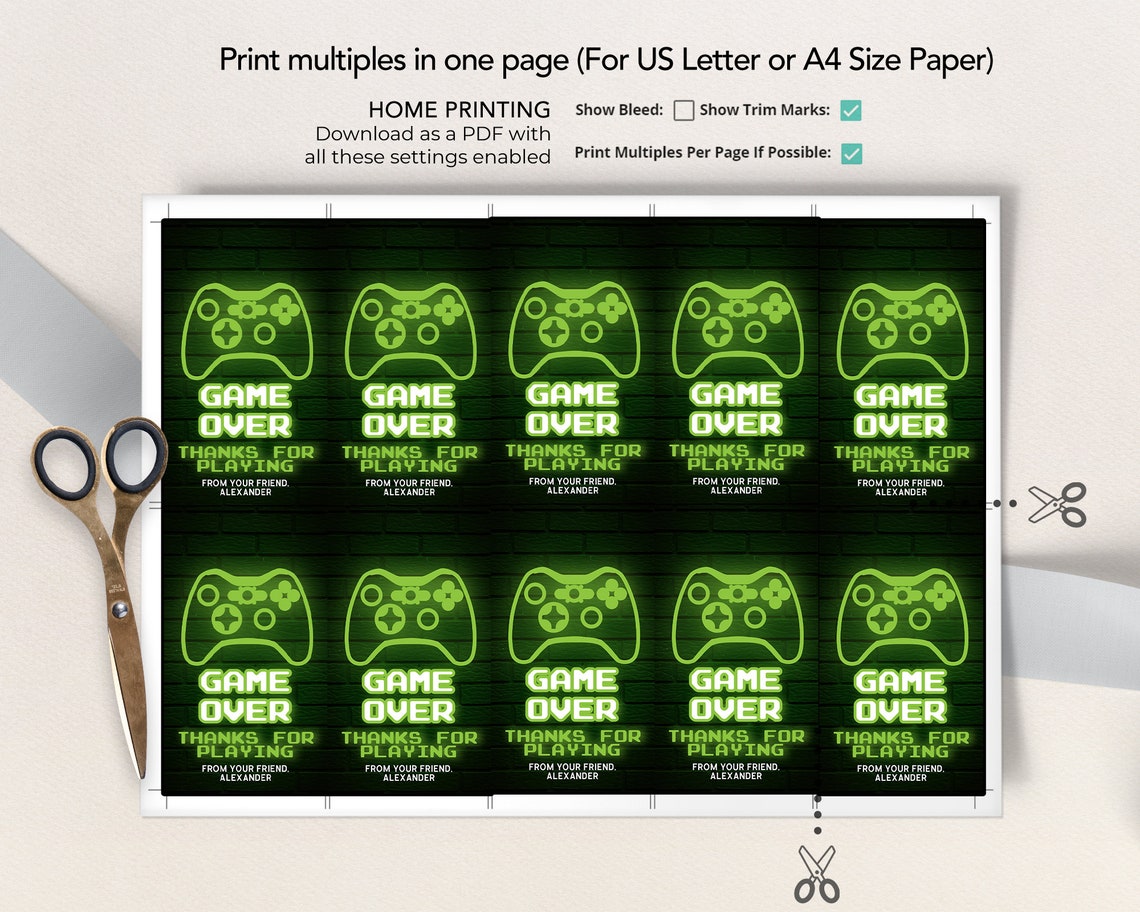 EDITABLE Video Game Birthday Gift Tag Gamer Party Favor - Etsy
