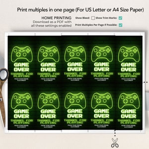 EDITABLE Video Game Birthday Gift Tag, Gamer Party Favor Template ...