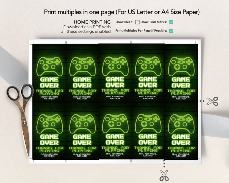 EDITABLE Video Game Birthday Gift Tag, Gamer Party Favor Template ...