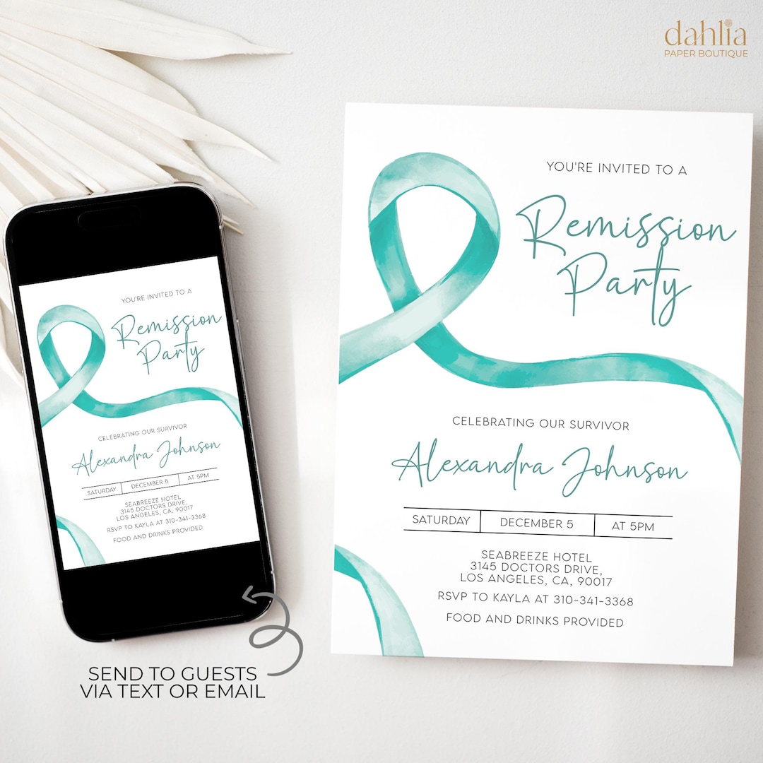 Cancer Remission Invite Template, Editable Ovarian Cancer Remission ...