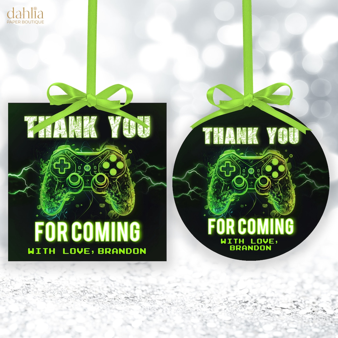Gaming Thank You Gift Tag, EDITABLE Video Game Birthday Label, Kid ...