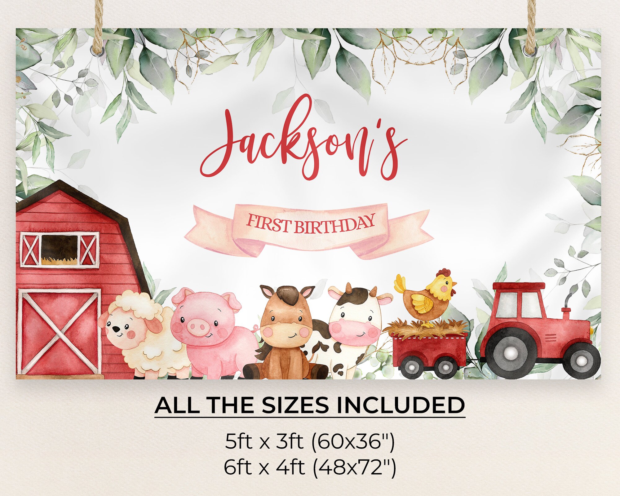 Farm Birthday Backdrop EDITABLE Barn Animals Party Decor - Etsy