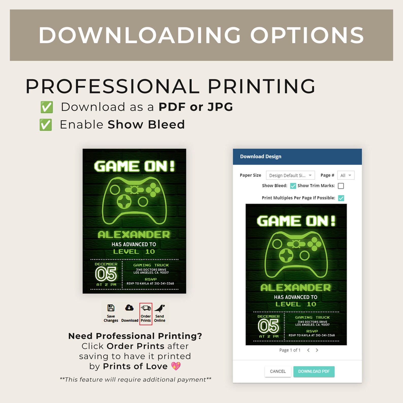 EDITABLE Video Game Party Invitation, Gamer Birthday Invite, Green Glow ...