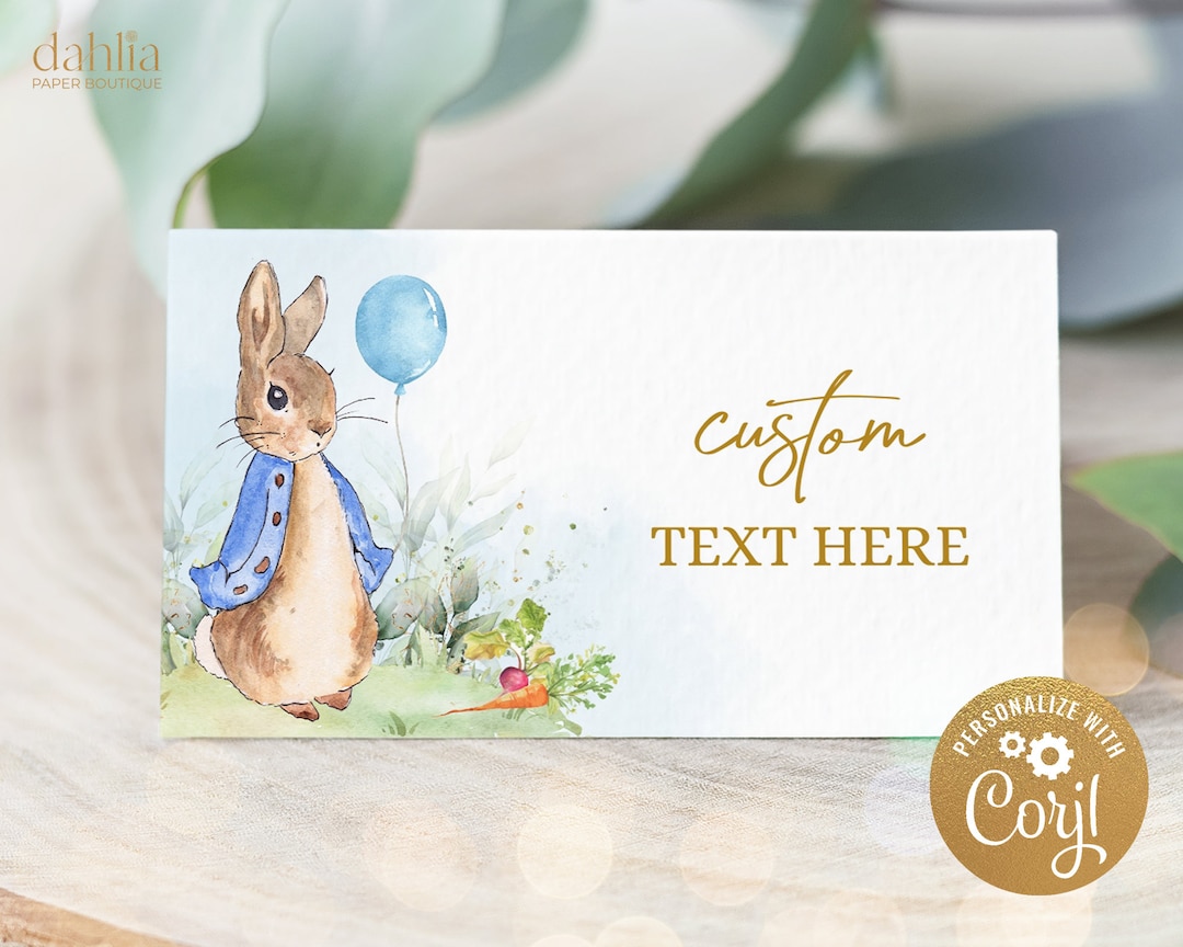 Peter Rabbit Food Labels Template, Flopsy Bunny Place Card, Blue Boy ...