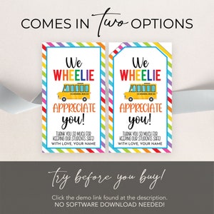 Editable School Bus Driver Favor Tags, Appreciation Week Gift Tag ...