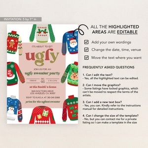 Editable Ugly Sweater Party Invite Template, Ugly Sweater Christmas ...
