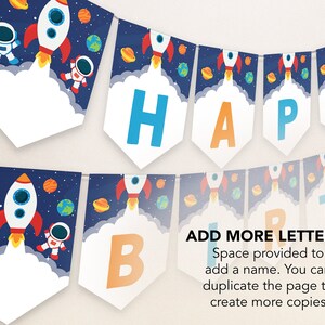 EDITABLE Space Happy Birthday Banner, Galaxy Birthday Banner, Boy Blue ...