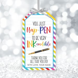 Editable Teacher Appreciation Favor Tags, School Pen Gift Tag Template ...