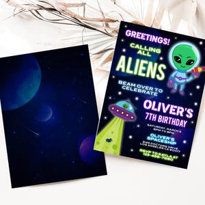 EDITABLE Alien Birthday Invitation, UFO Spaceship Party Template, Out ...
