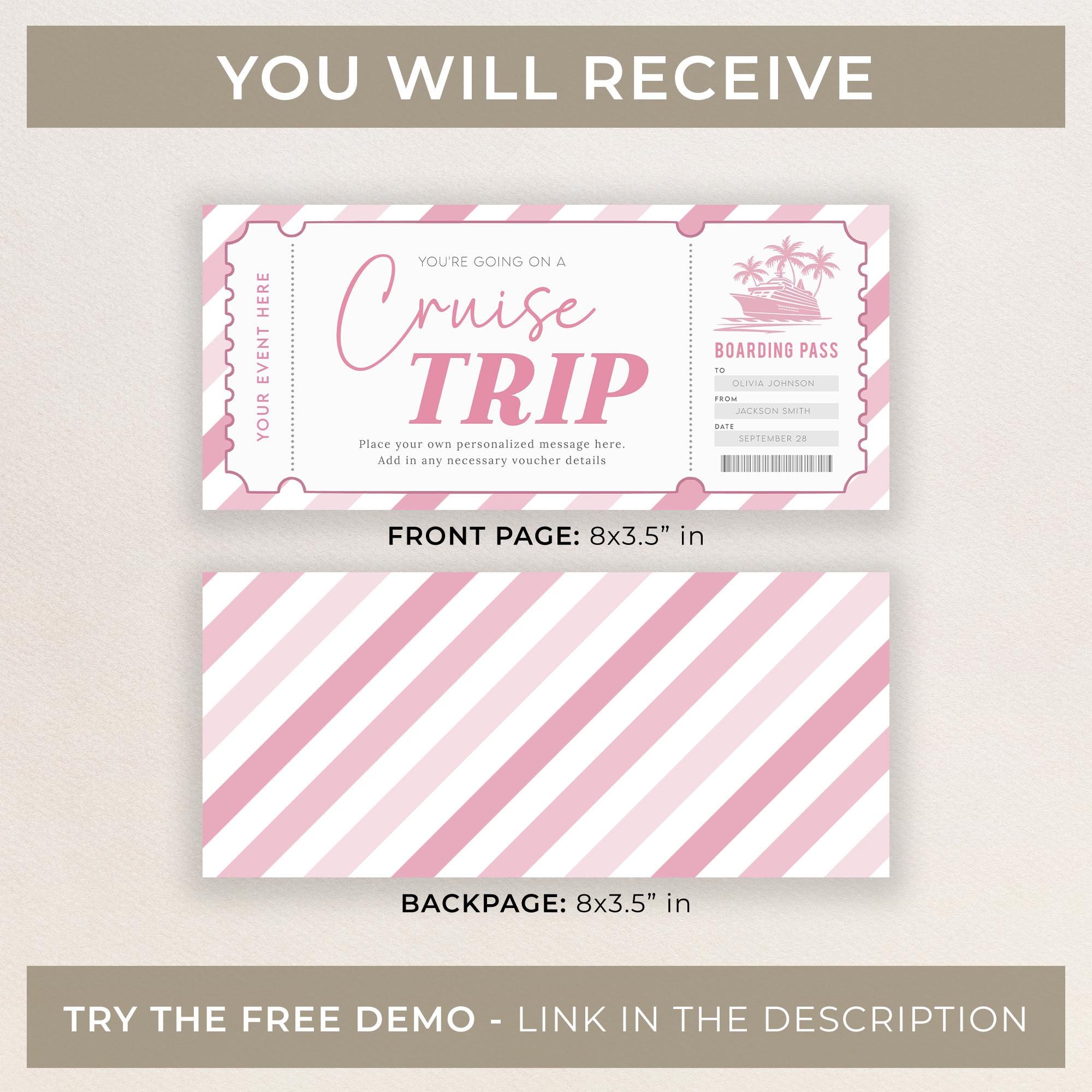 Cruise Boarding Pass, Surprise Cruise Ticket Template, Editable Cruise ...