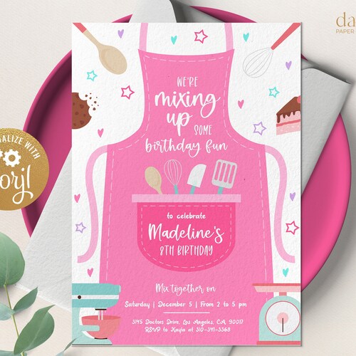 Cooking Birthday Party Invitation Chef Baking Party Birthday - Etsy