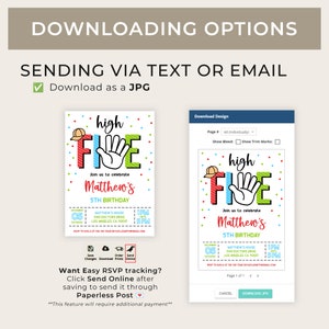 High Five Birthday Invitation, Editable Hi Five Invite Template, Boys ...