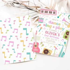 Dance Sing Play Party Invitation, Editable Music Birthday Invite, Rock ...