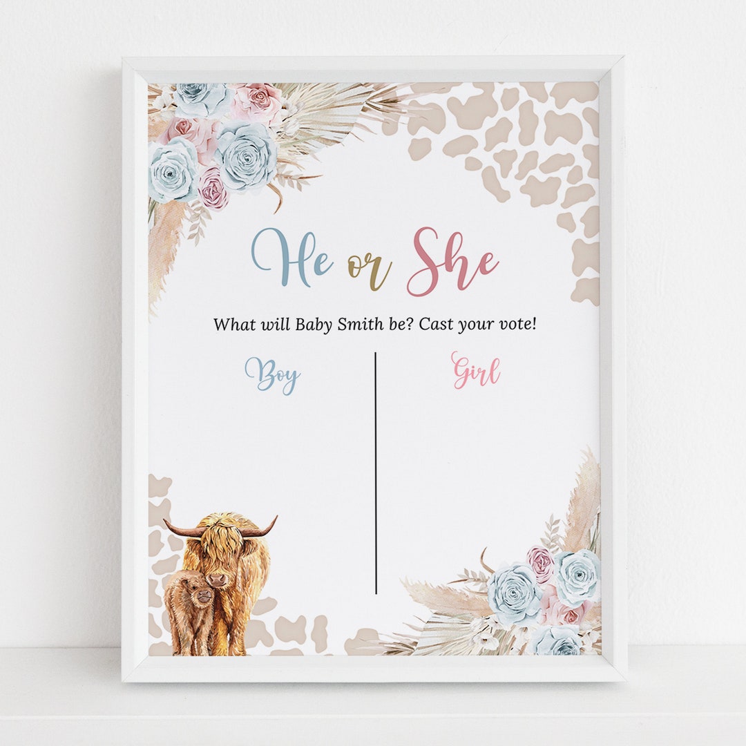 EDITABLE Holy Cow Gender Reveal Voting Sign, Boy or Girl Party Decor ...