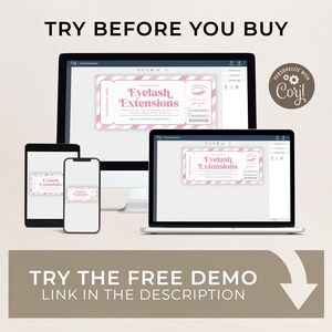 Eyelash Extensions Gift Voucher, Printable Lash Extensions Gift ...