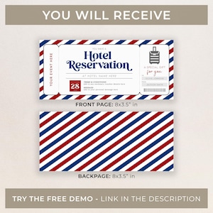 Hotel Reservation Gift Voucher, Editable Hotel Stay Ticket Template ...
