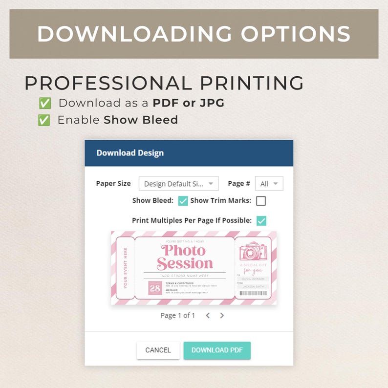 Photo Session Gift Voucher, Editable Photography Gift Card Printable ...