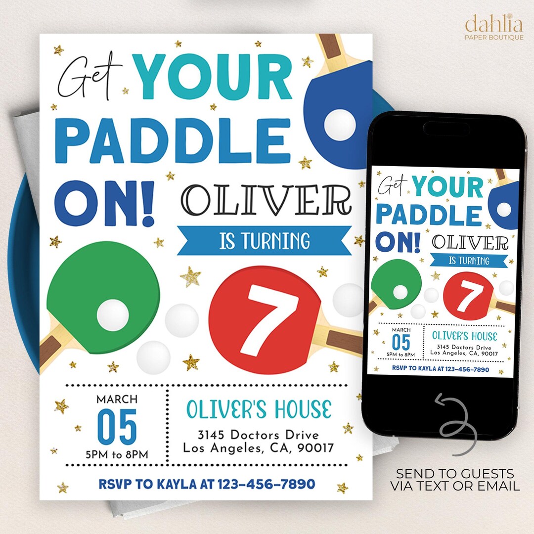 Ping Pong Birthday Invitation, Editable Summer Sports Party Invite ...