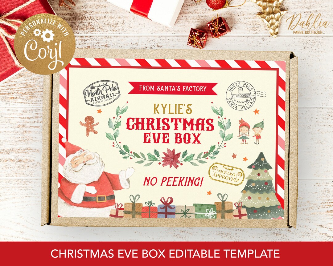 Editable Christmas Eve Box Label, Christmas Eve Box Sign, Special ...
